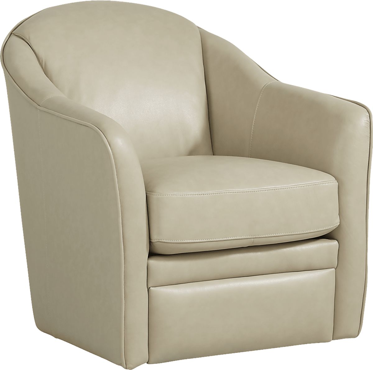 Livorno Lane Stone Beige Leather Swivel Chair | Rooms to Go