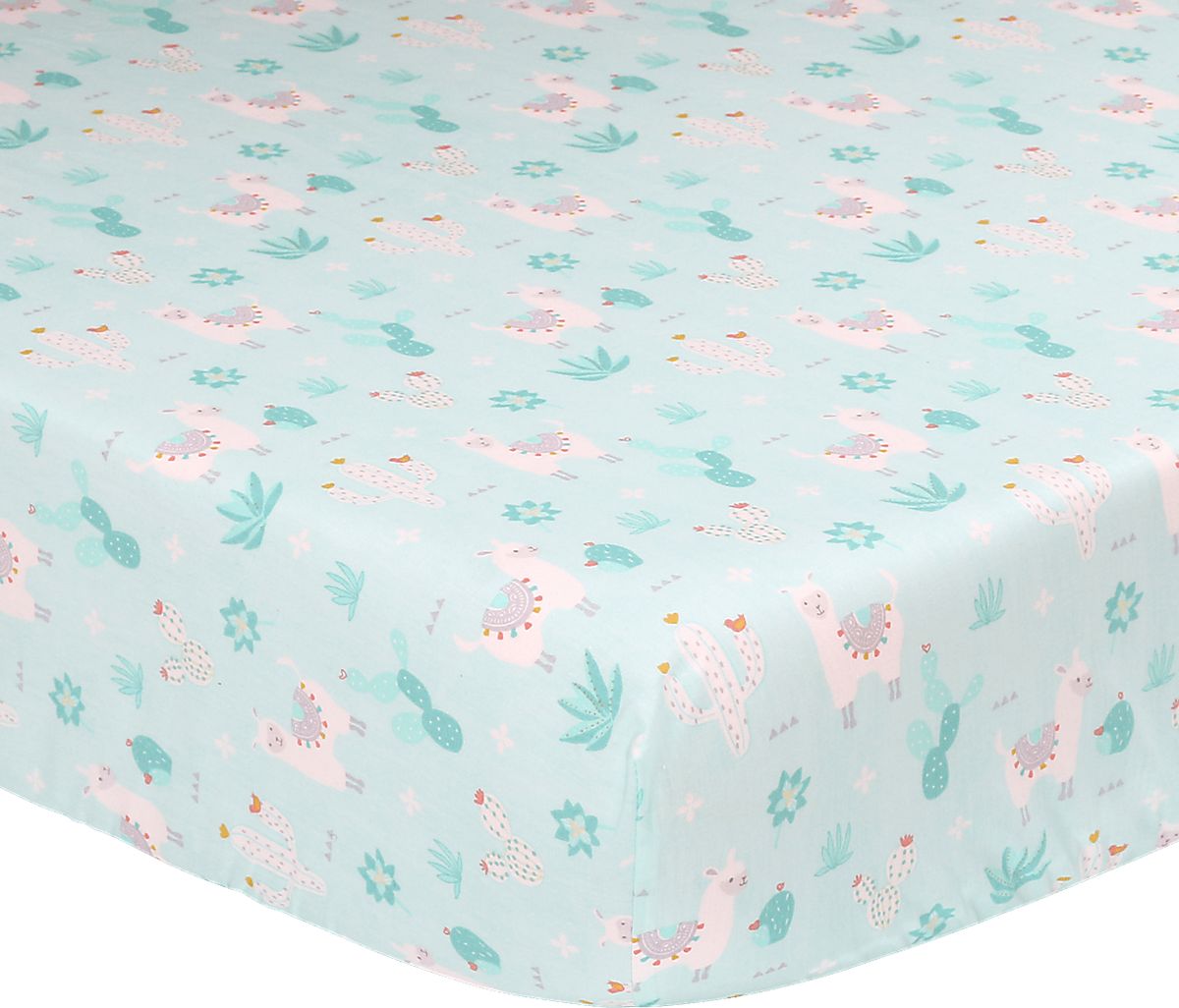 Llama Lullaby Turquoise Blue Crib Bedding Set | Rooms to Go