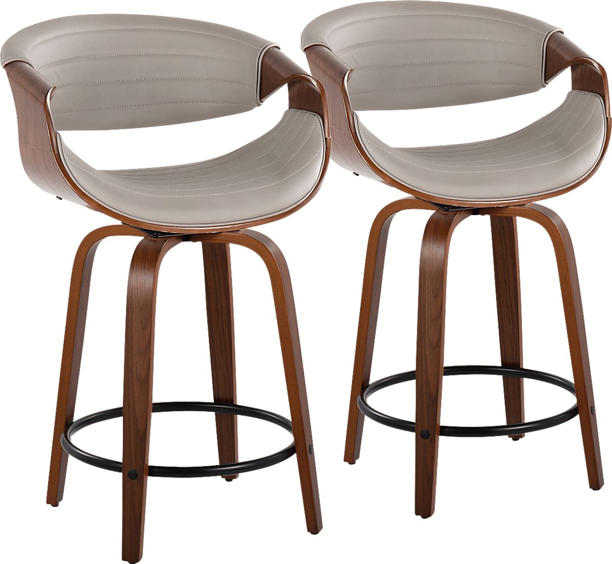 Loblolly II Walnut Dark Wood Gray Polyurethane Fabric Swivel Counter ...