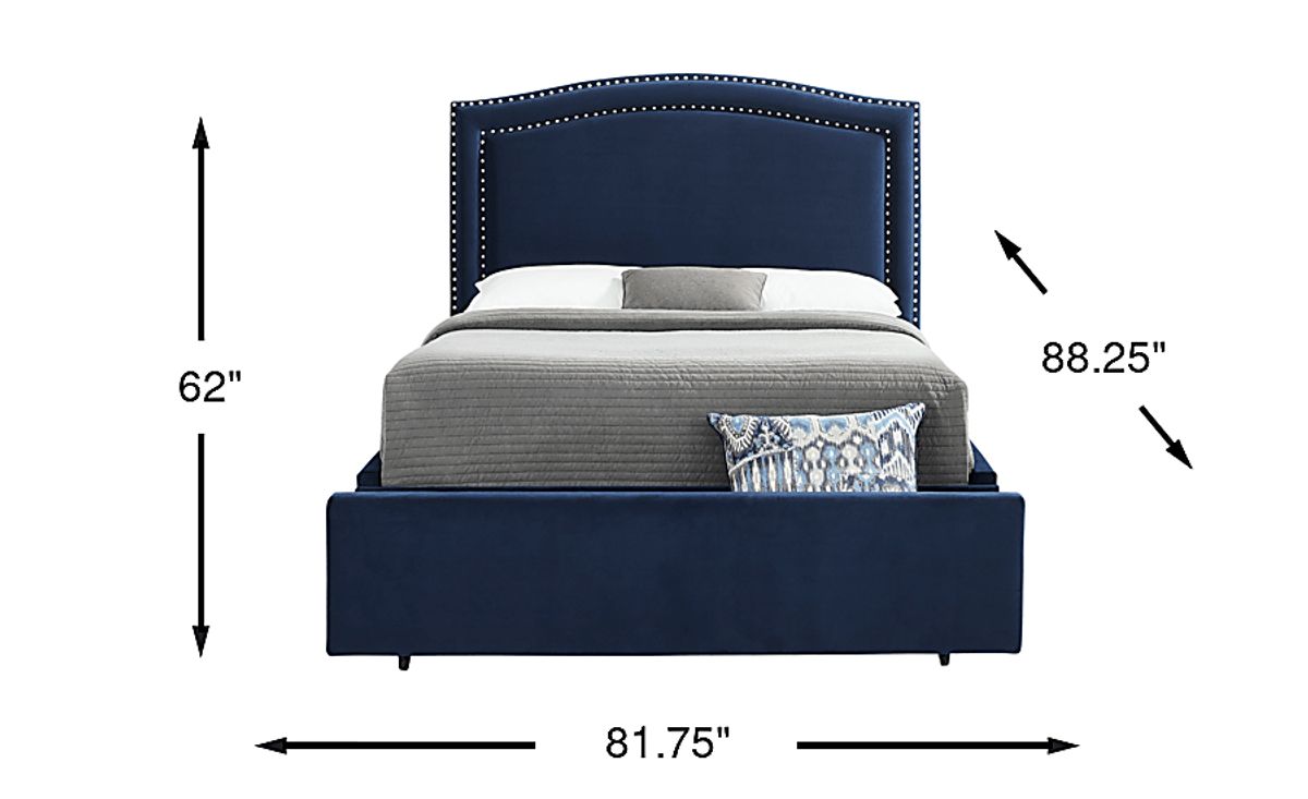 Loden II Blue 3 Pc King Upholstered Storage Bed | Rooms to Go