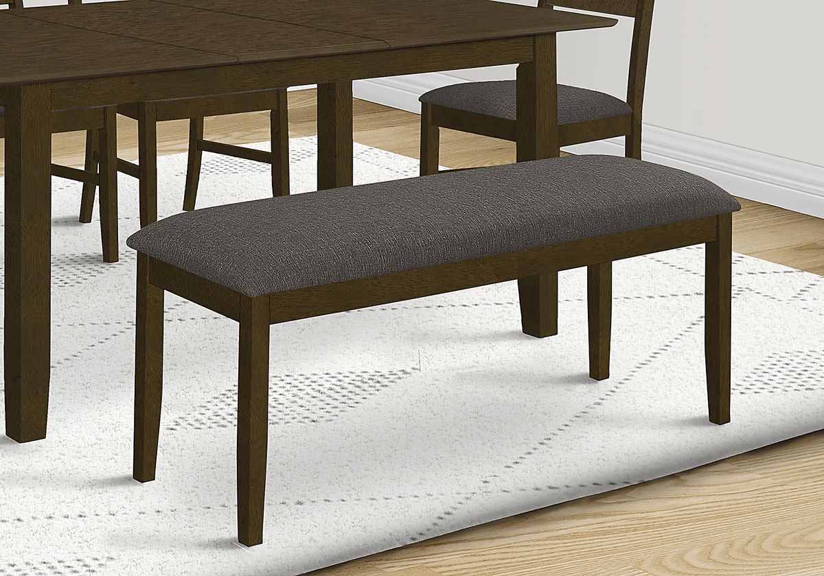 Loftin Brown Dark Wood Polyester Fabric Dining Bench | Rooms to Go
