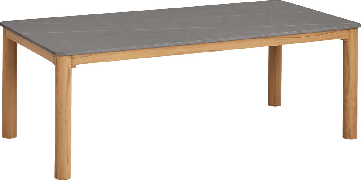 Logen Natural Light Wood Aluminum Outdoor Cocktail Table | Rooms to Go