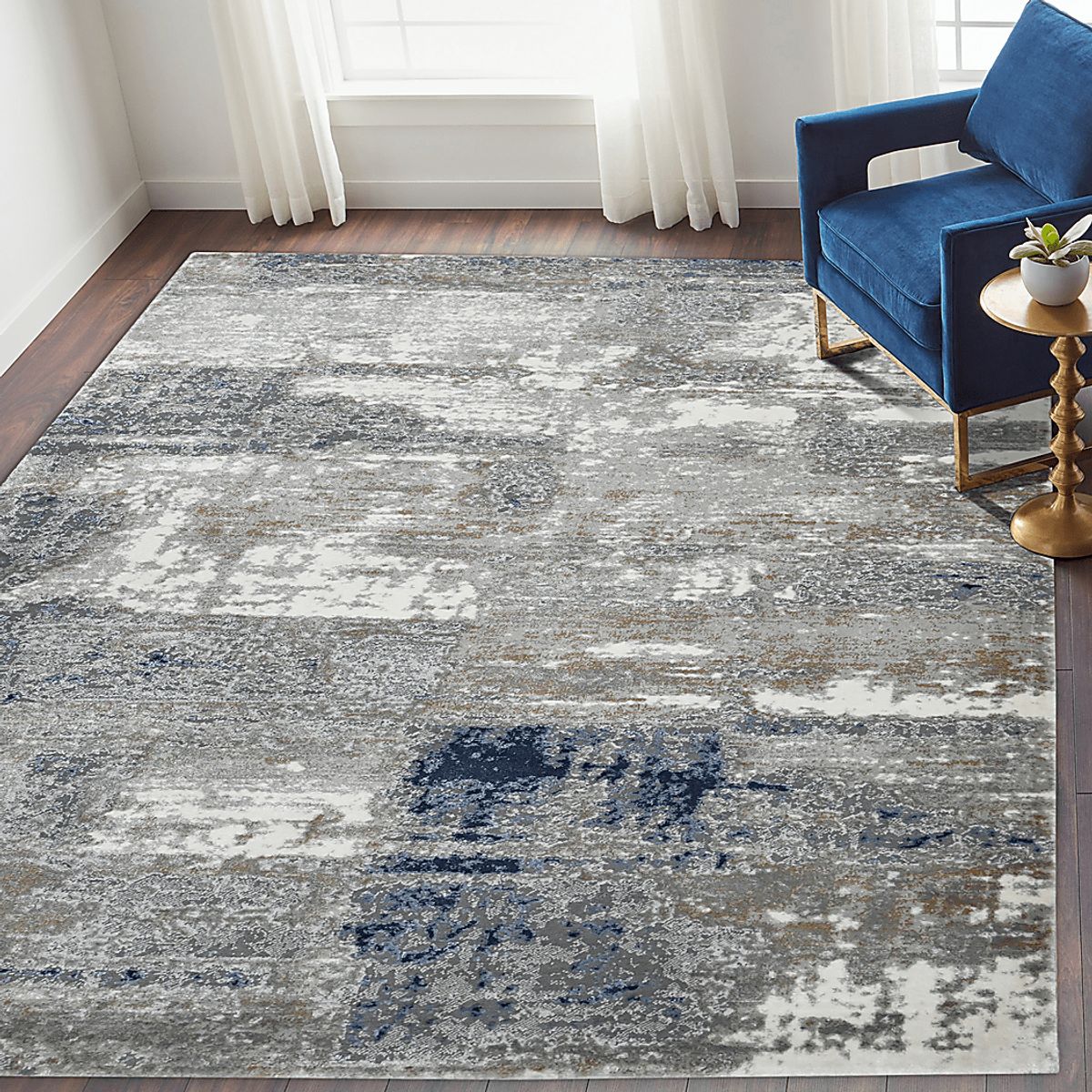 Lohash Blue,Gray Rugs | Rooms to Go
