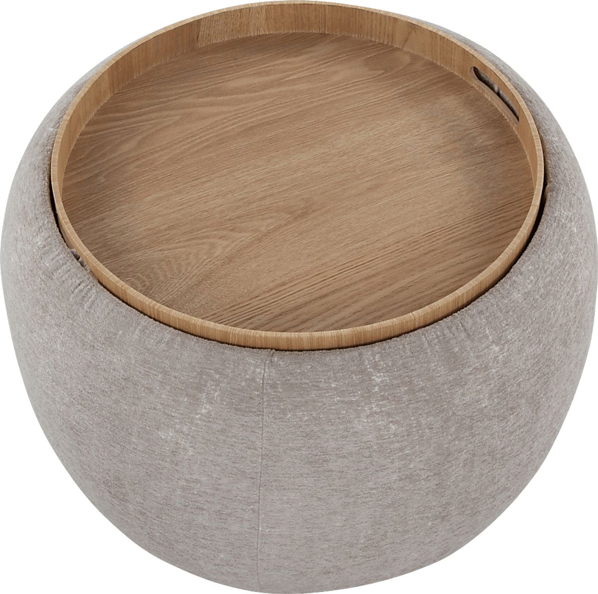 Lokit Light Brown Wood Polyester Fabric Ottoman | Rooms to Go