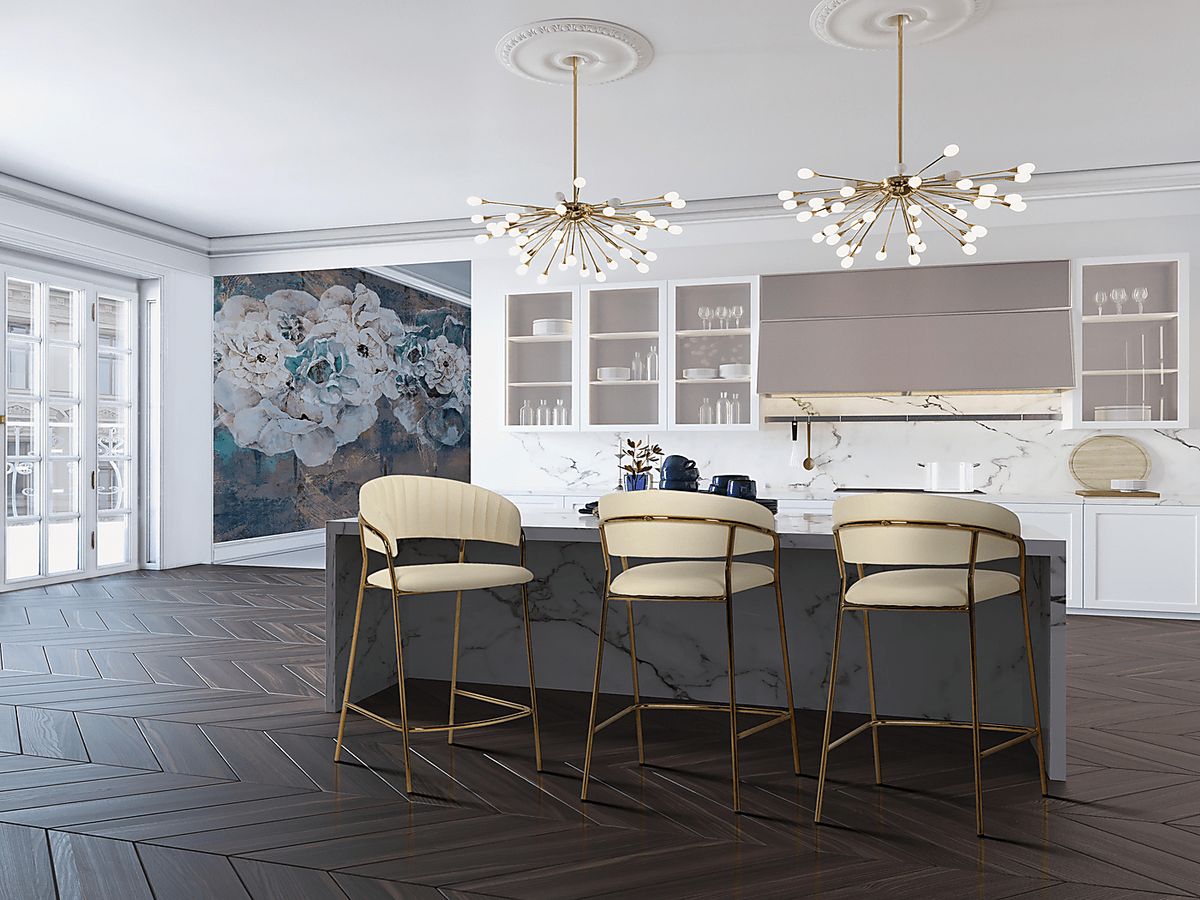 Lorean Beige Colors,Light Wood,White Counter Height Stool, Set Of 2 ...