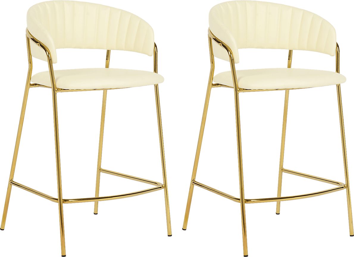 Lorean Beige Colors,Light Wood,White Counter Height Stool, Set Of 2 ...
