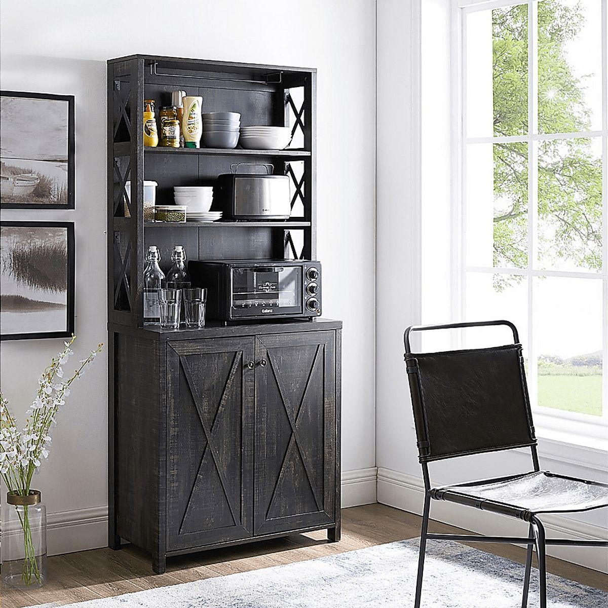 Loron Charcoal Gray Bar Cabinet | Rooms to Go