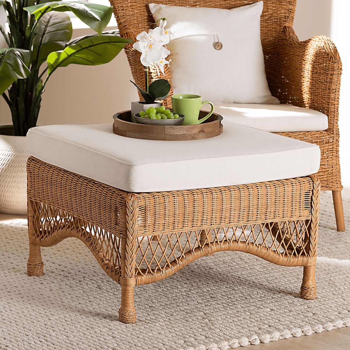 Lottville Brown Polyester Fabric Ottoman | Rooms to Go