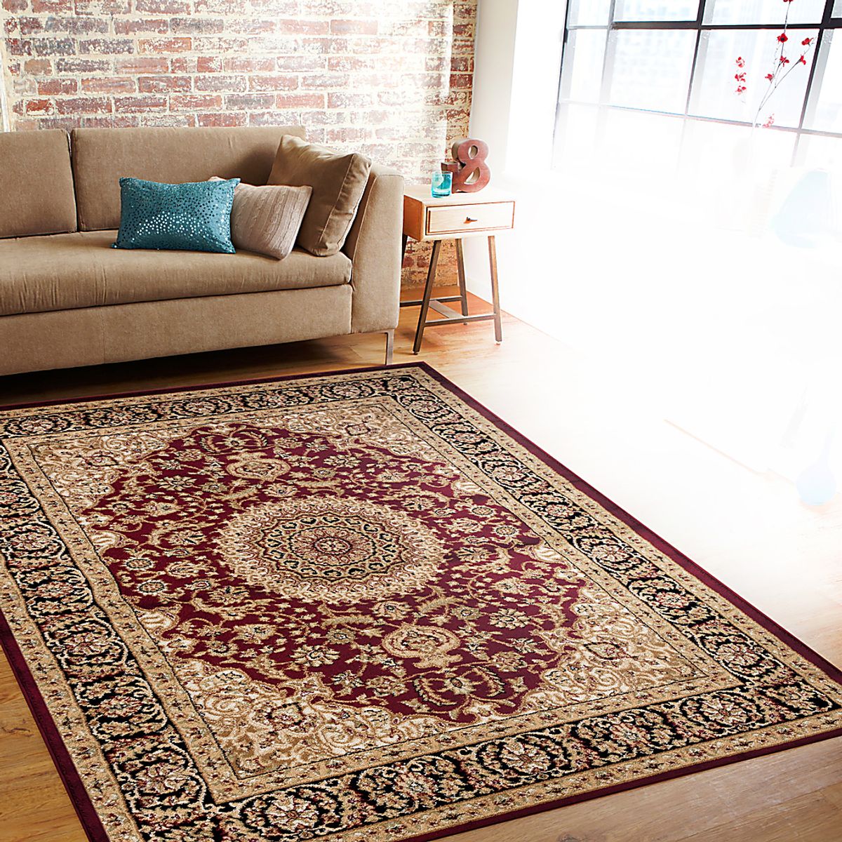 Louanne Burgundy Red Rug | Rooms to Go