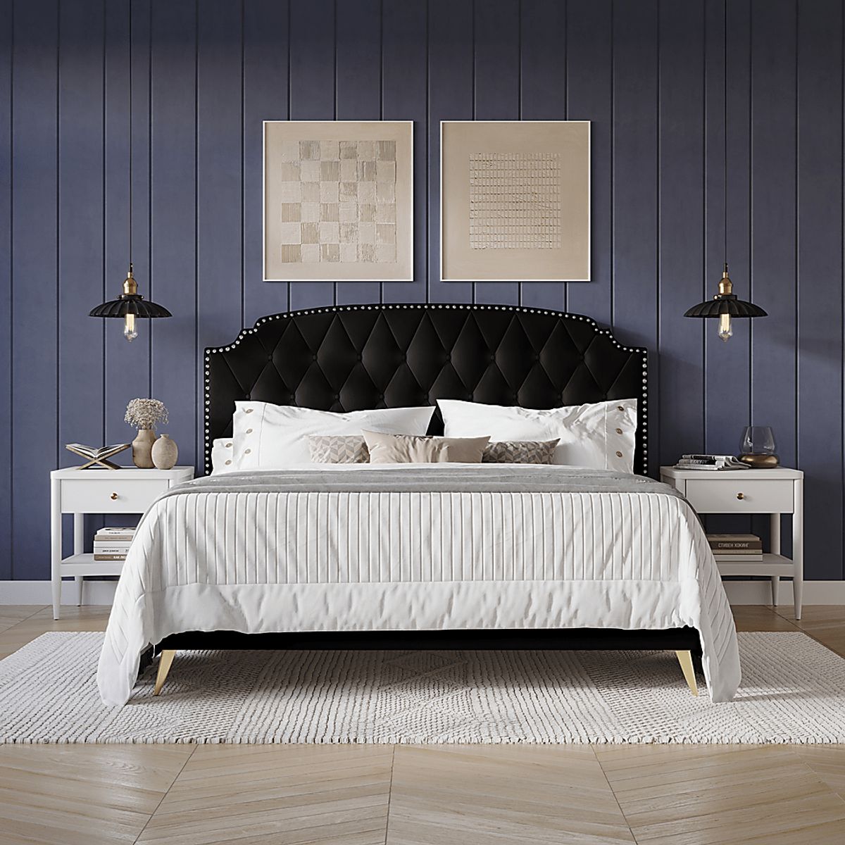 Louviers Black Black,Colors Polyester Fabric Queen Bed | Rooms to Go