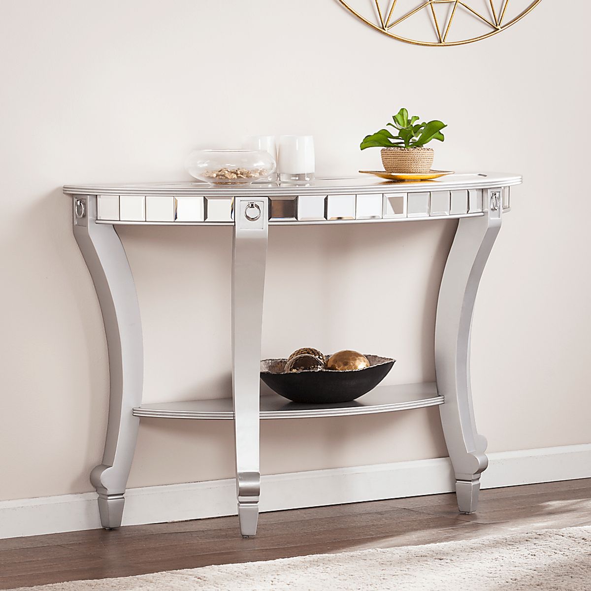 Lumley Mirrored,Silver Gray,White Console Table | Rooms to Go