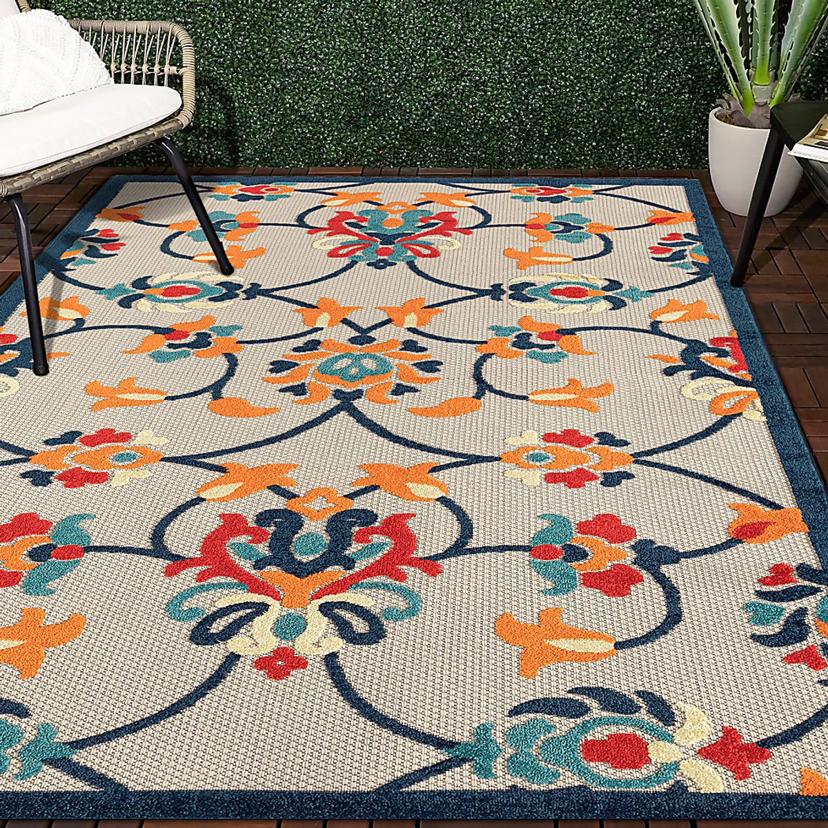 Lusetrie Multi,Orange Multi,Orange,Red Rugs | Rooms to Go
