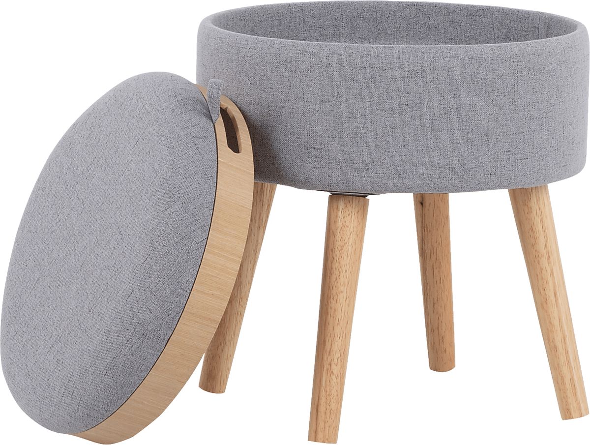 Luxomni Gray Cotton,Polyester Fabric Accent Stool | Rooms to Go