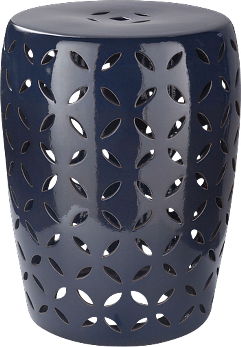 Lwandle Navy Colors Ceramic Outdoor Stool - Rooms To Go