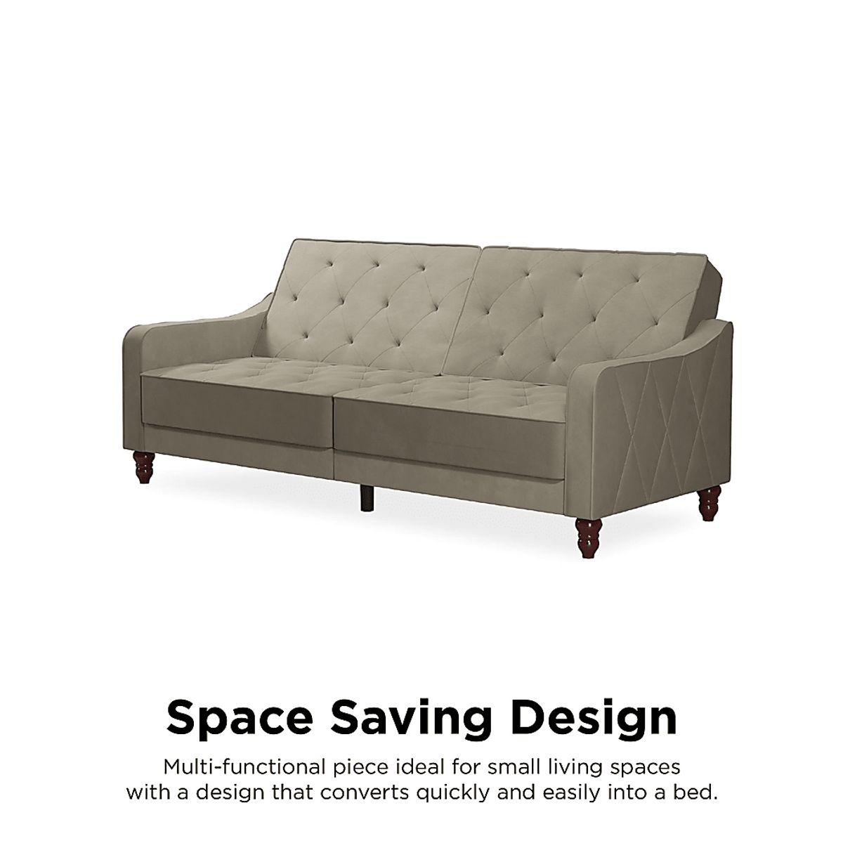 Lydra Beige Velvet Plush Futon | Rooms to Go