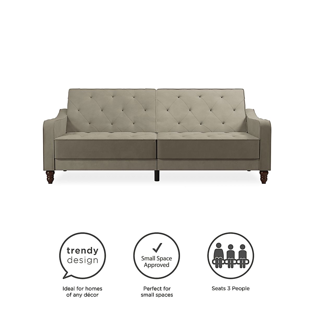 Lydra Beige Velvet Plush Futon | Rooms to Go