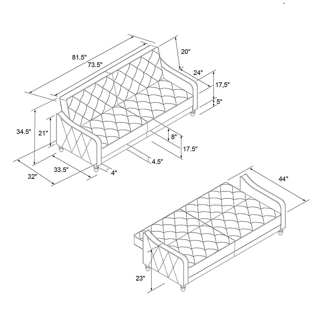 Lydra Beige Velvet Plush Futon | Rooms to Go