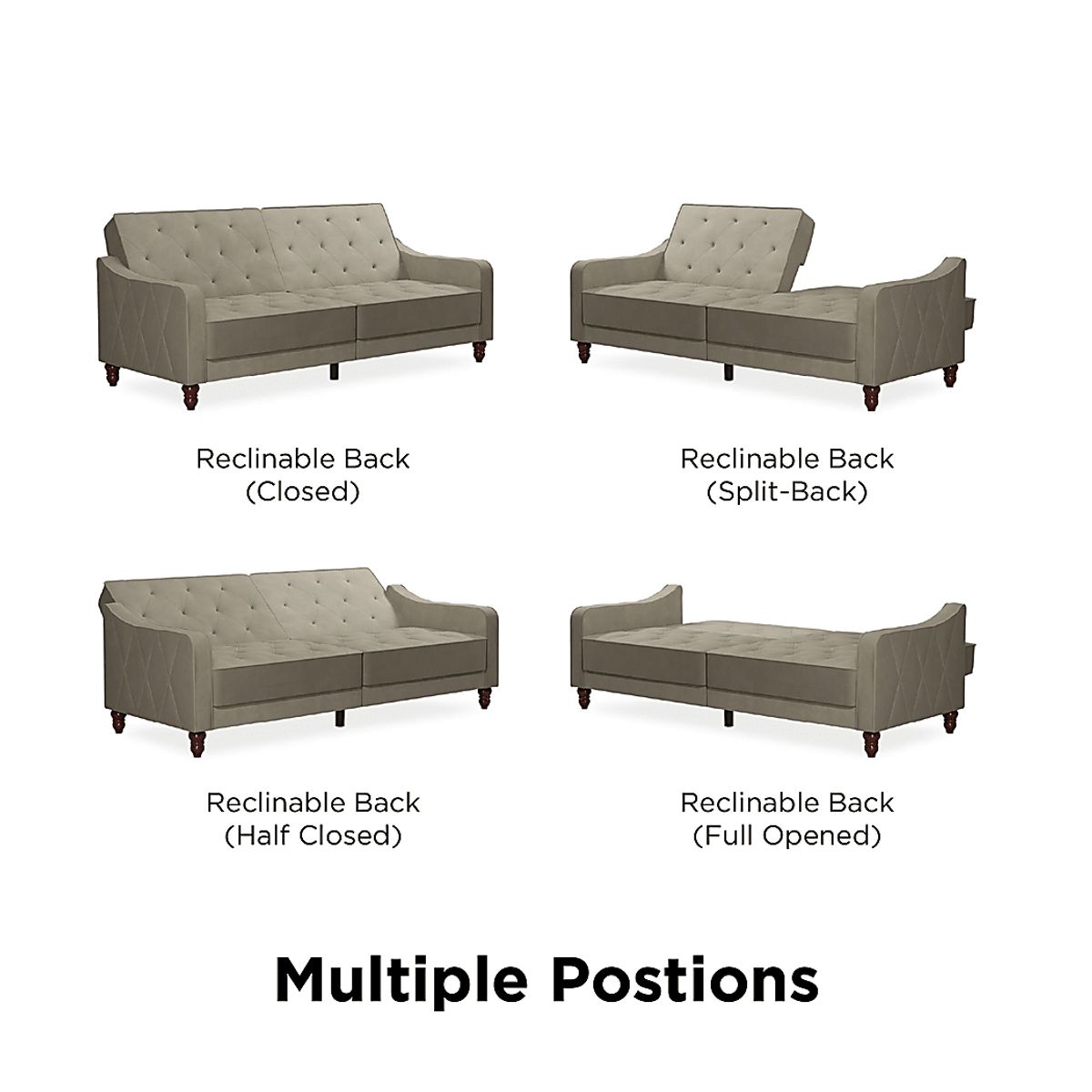 Lydra Beige Velvet Plush Futon | Rooms to Go