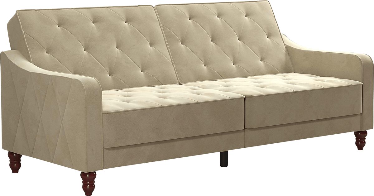 Lydra Beige Velvet Plush Futon | Rooms to Go