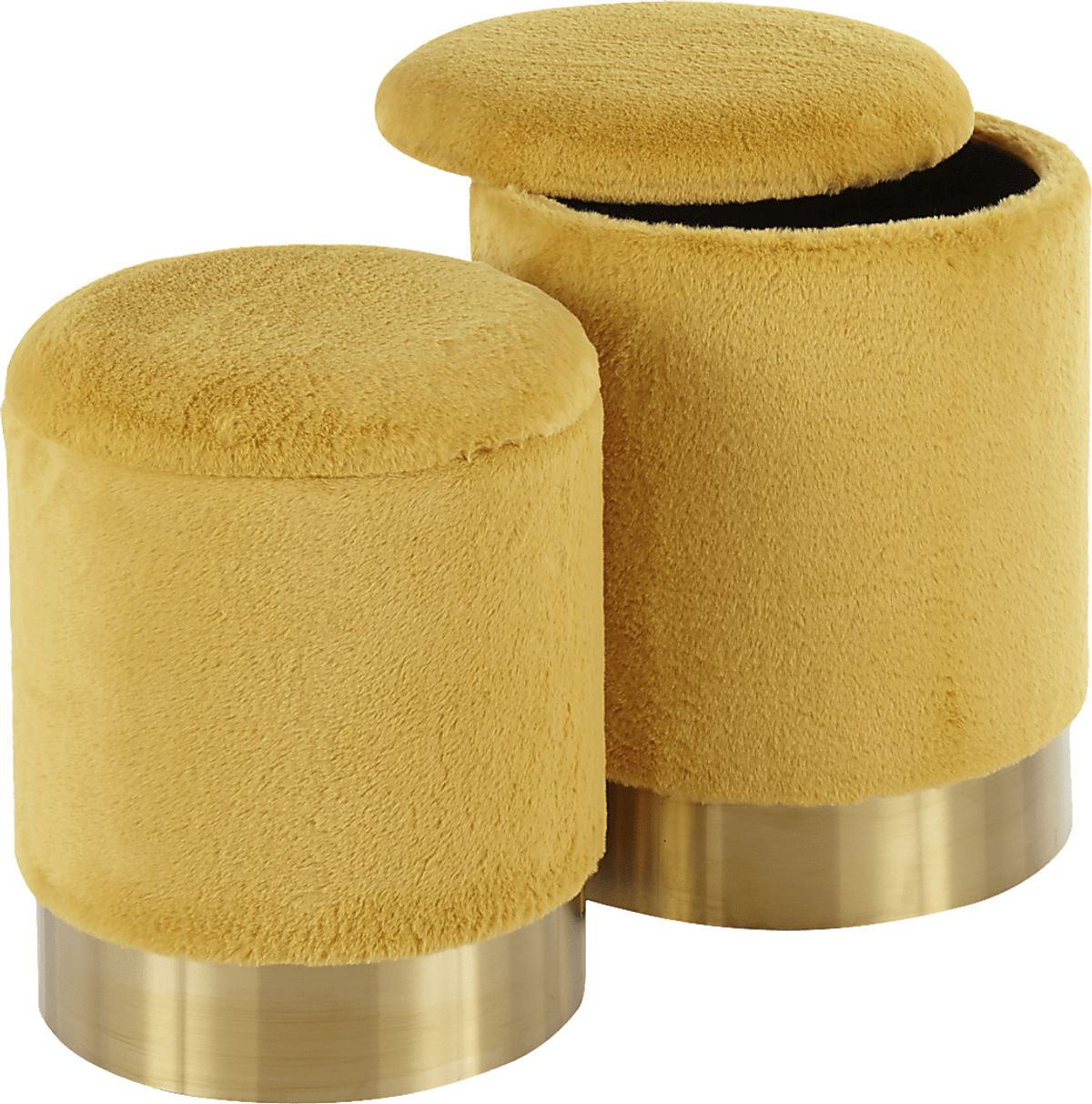 Lyerly Yellow Polyester Fabric Ottoman, Set Of 2 | Rooms to Go