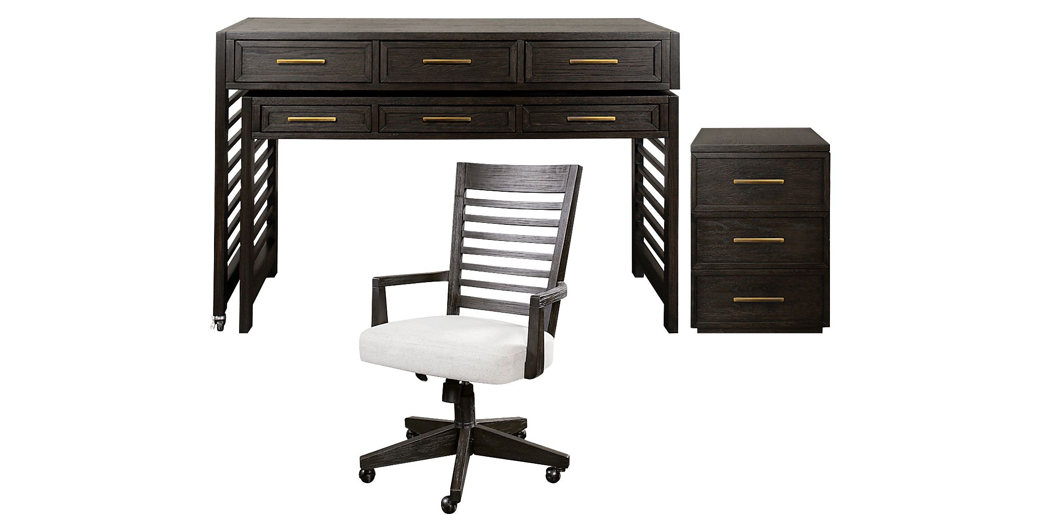 Lynnwood 3 Pc Umber Dark Wood Desk And Chair