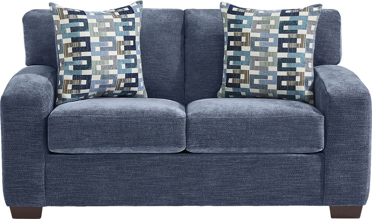 Lynwood 2 Pc Blue Woven Living Room Set With Sofa, Stationary Loveseat ...