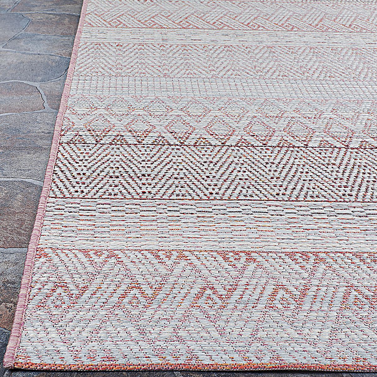 Mabella Orange Orange,Red Polypropylene Fabric Outdoor Rug | Rooms to Go