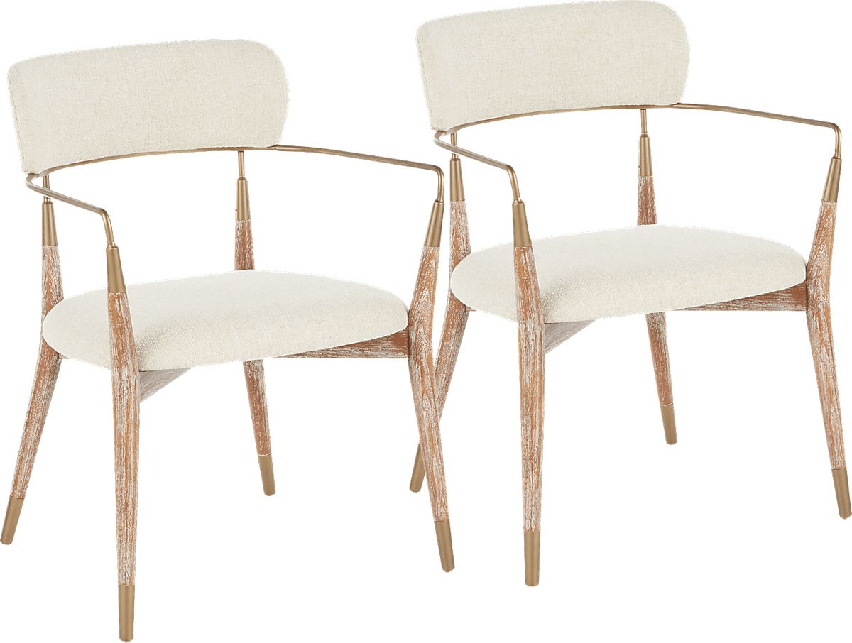 Mackling Cream Colors,Light Wood,White Arm Chair, Set Of 2 | Rooms to Go