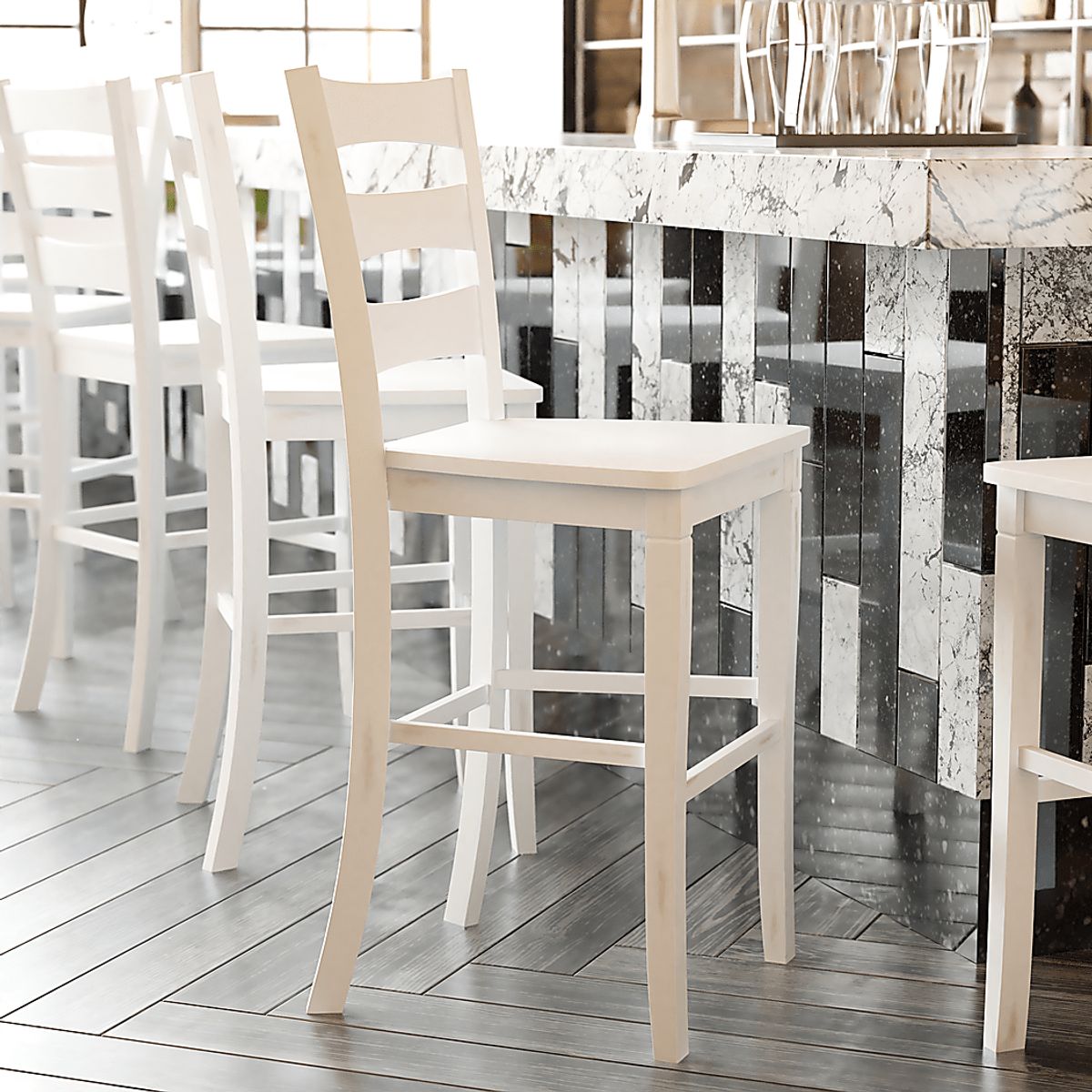 Madrona White Colors,White Barstool, Set Of 2 | Rooms to Go