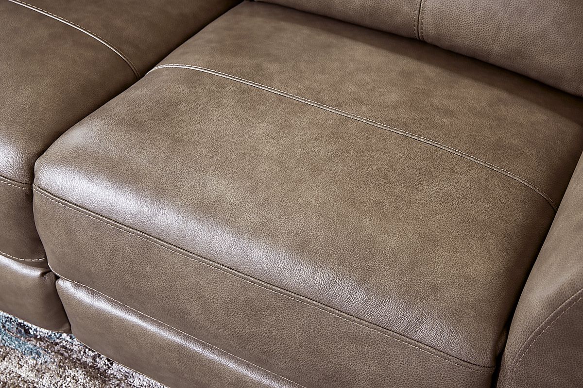 Maestro 2 Pc Mushroom Brown Leather Dual Power Reclining Living Room ...