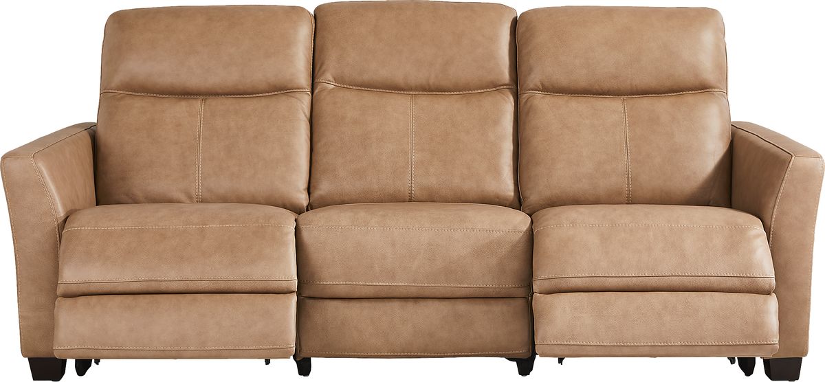 Maestro 2 Pc Sand Beige Leather Dual Power Reclining Living Room Set ...