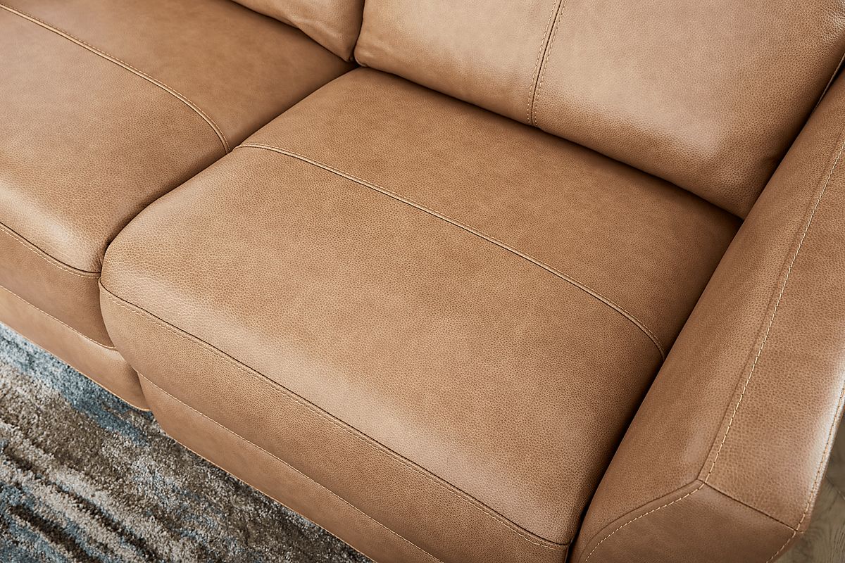 Maestro Sand Beige Leather Stationary Loveseat | Rooms to Go