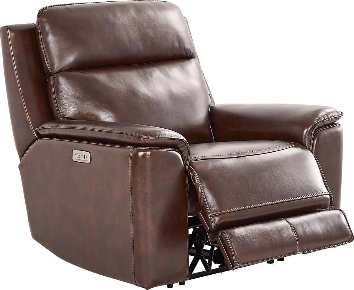 Magellan Chocolate Brown Leather Dual Power Recliner | Rooms to Go