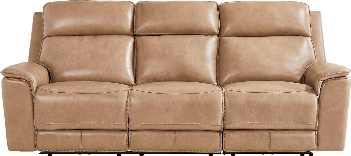 Magellan 2 Pc Sand Beige Leather Dual Power Reclining Living Room Set ...