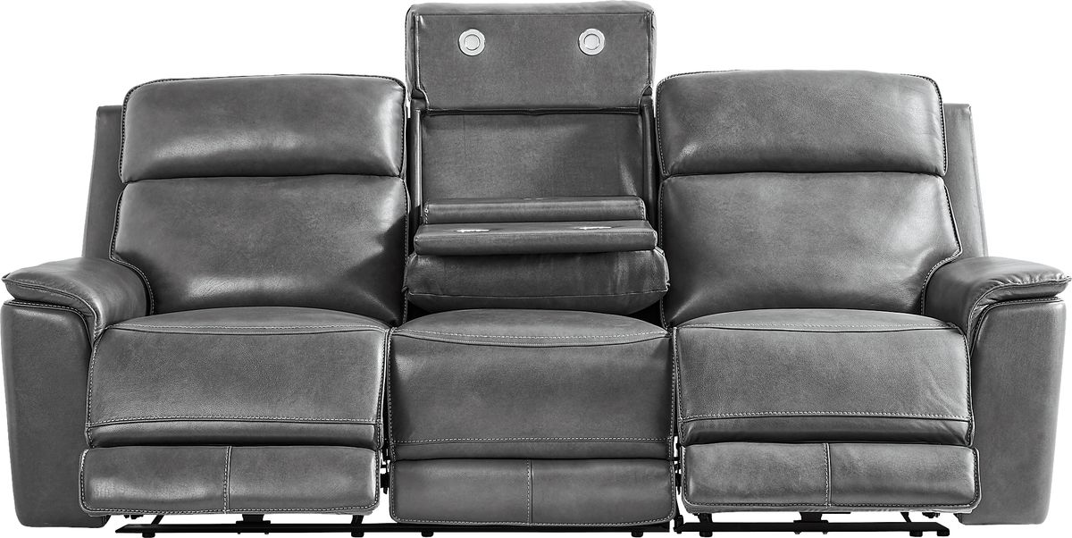 Magellan 2 Pc Smoke Gray Leather Dual Power Reclining Living Room Set ...