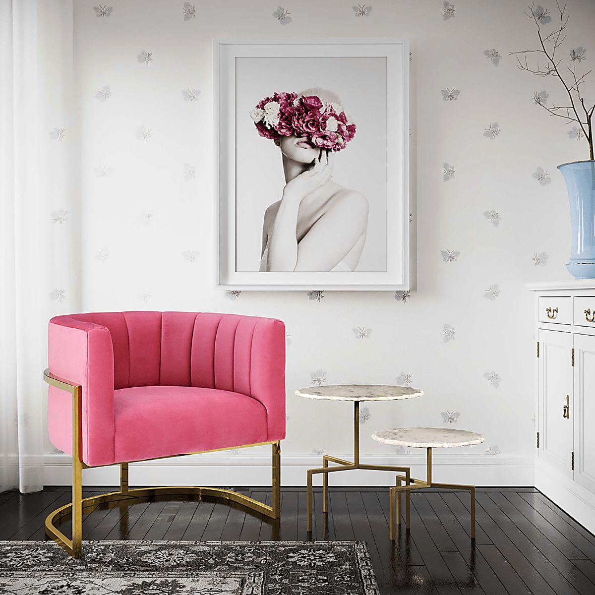 Maggie Lane I Pink Rose Velvet Plush Accent Chair | Rooms to Go