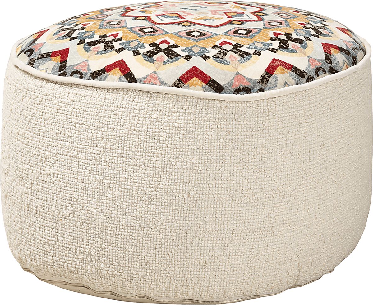 Magoun Cream Beige Cotton,Wool Fabric Pouf | Rooms to Go
