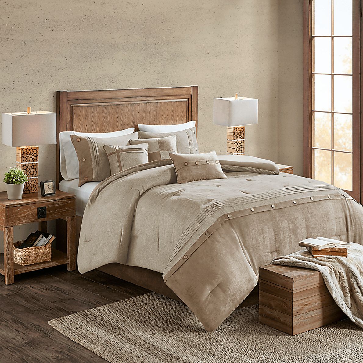 Maiar Tan 7 Pc Queen Comforter Set - Rooms To Go
