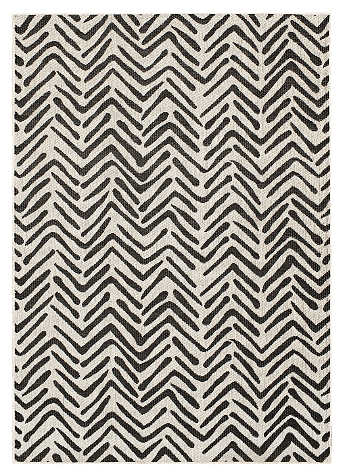 Maisy Black Polypropylene Fabric Outdoor Rug | Rooms to Go