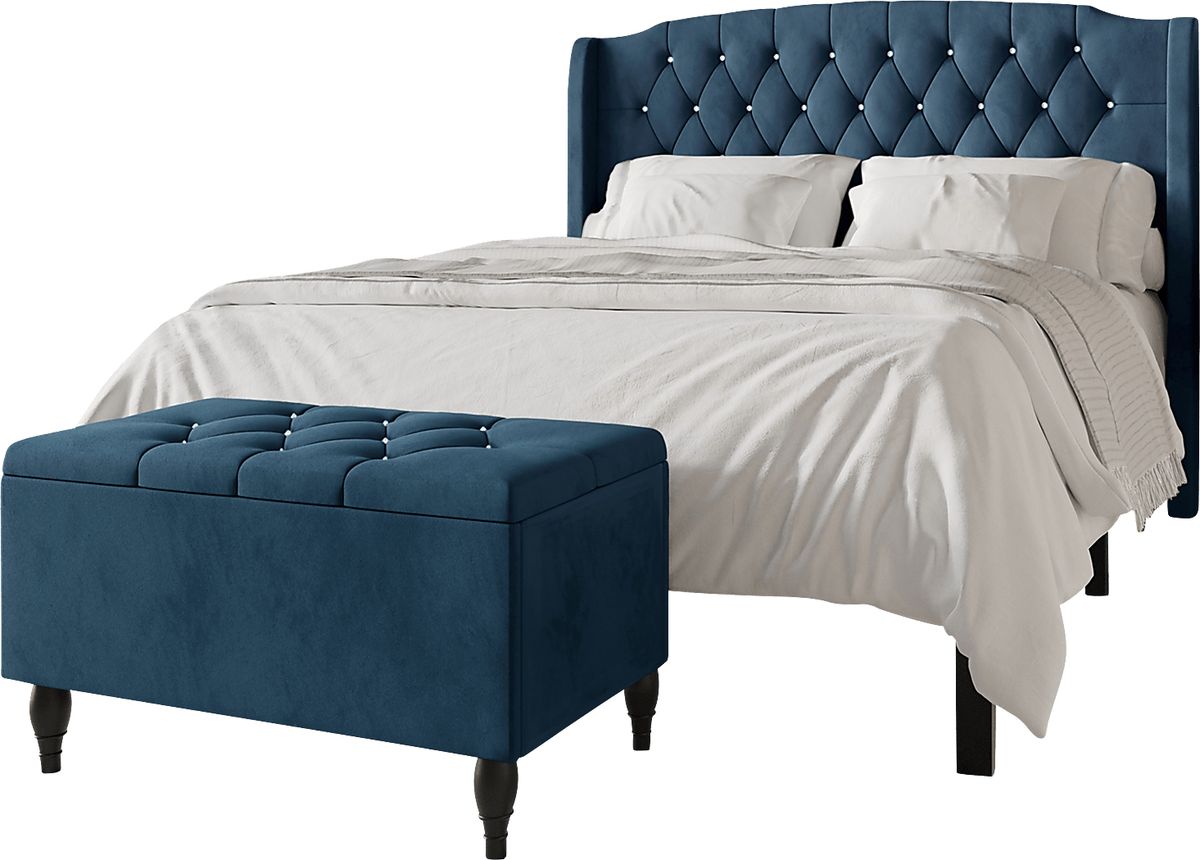 Malachi Blue Colors Polyester Fabric Queen Bed Storage | Rooms to Go