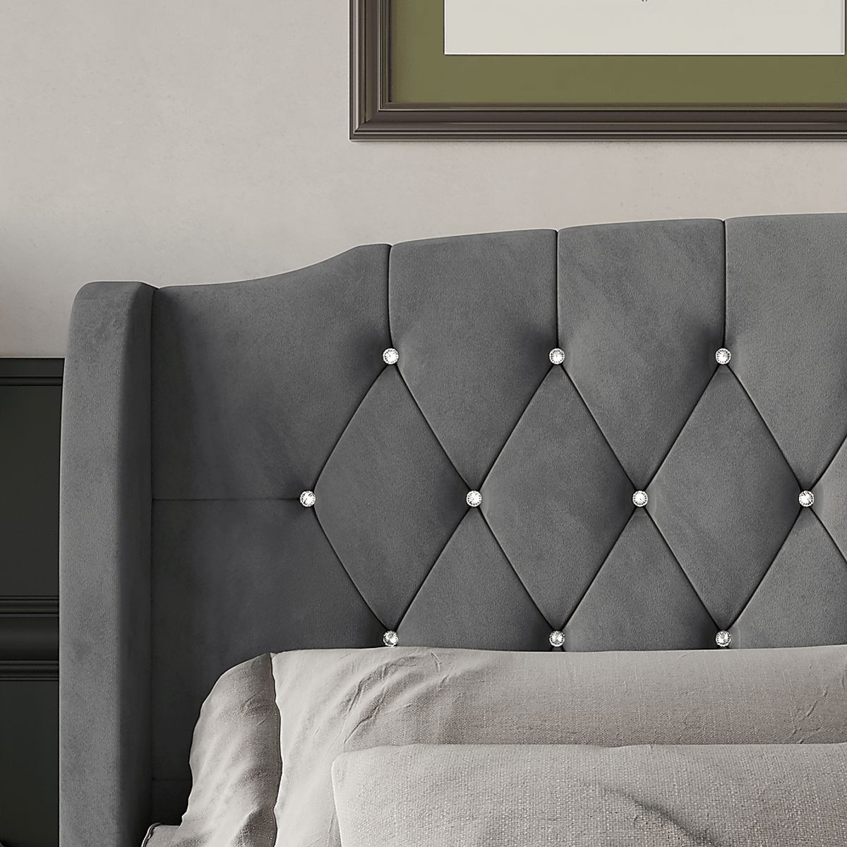 Malachi Gray Polyester Fabric Full Bed Storage | Rooms to Go