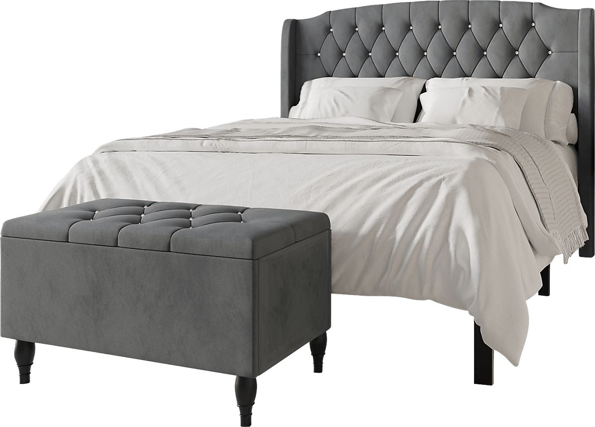 Malachi Gray Polyester Fabric Twin Bed Storage | Rooms to Go