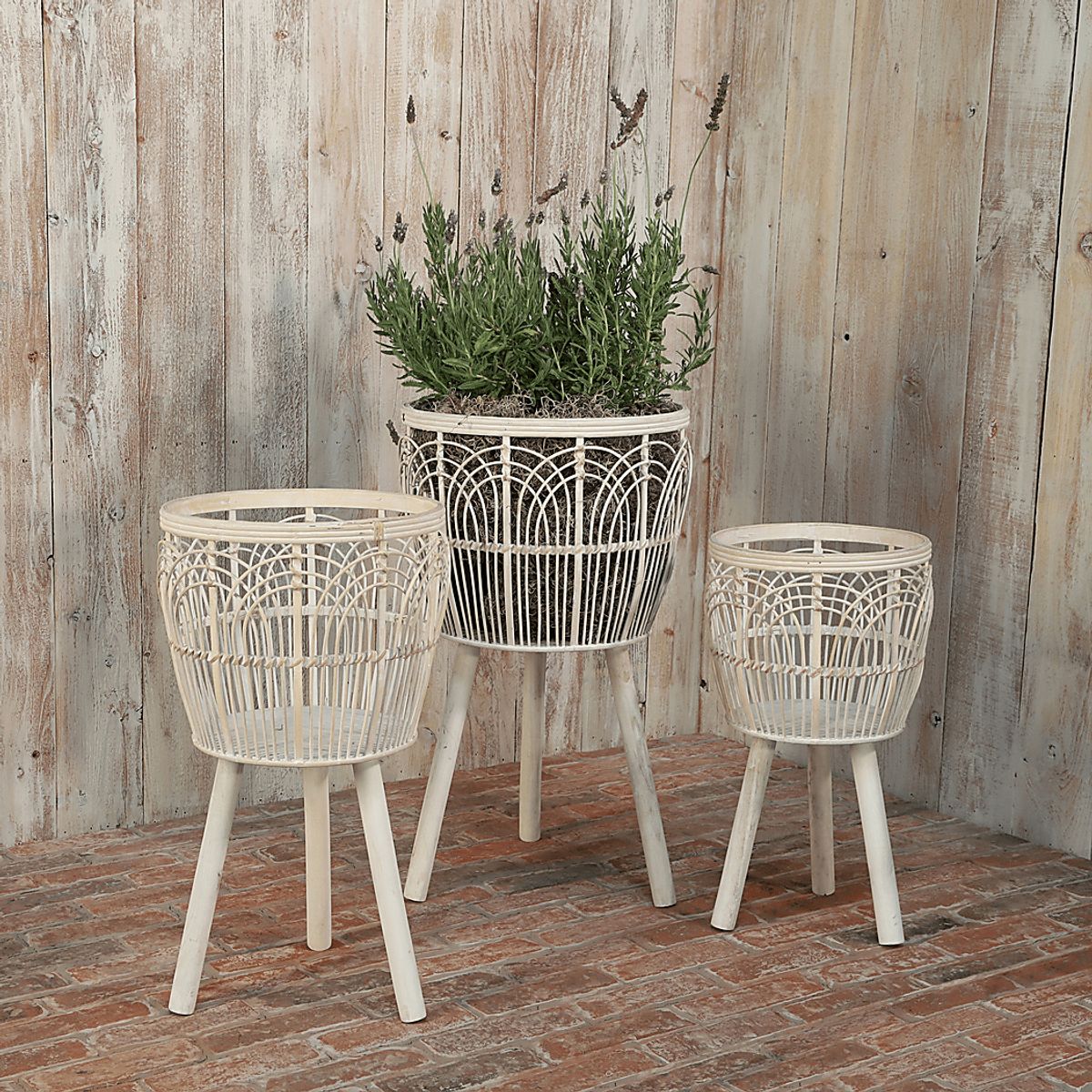 Mallaga White Colors,White Planter, Set Of 3 | Rooms to Go