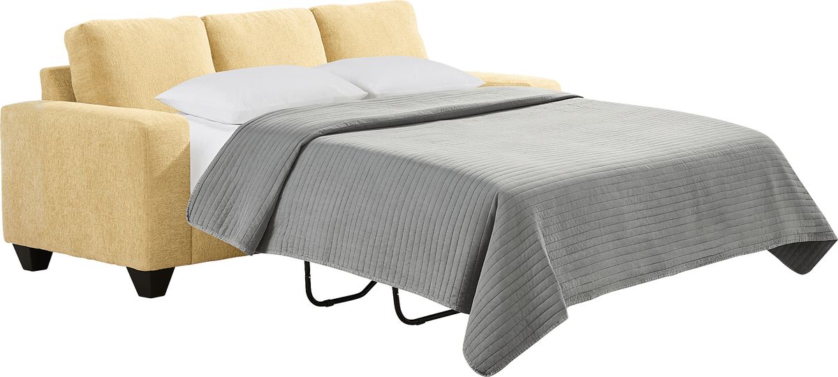 Mallard Trace Yellow Textured Premium Sleeper Gel Sofa | Rooms to Go