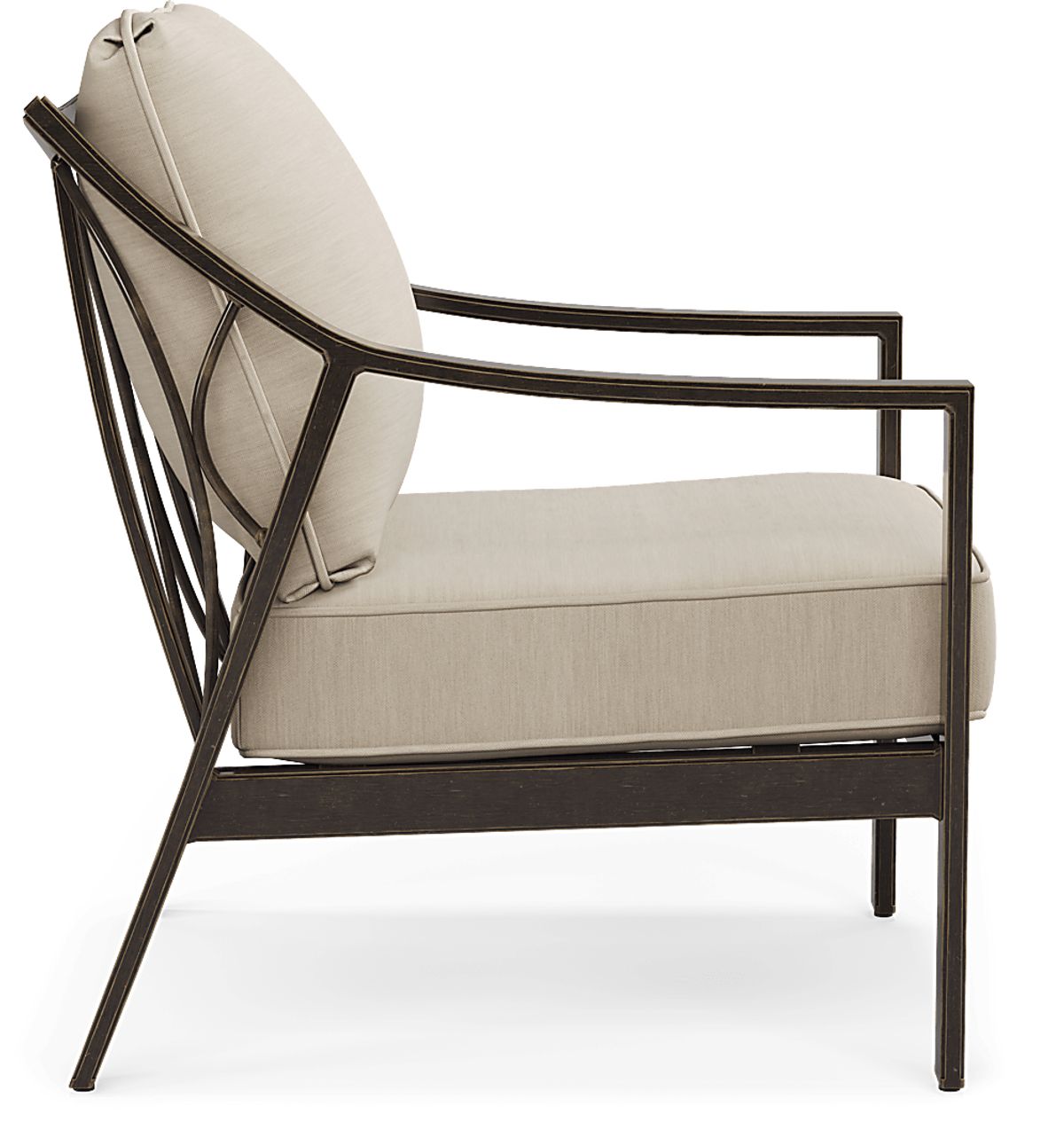Manchester Hill Bronze Metal Linen Beige Aluminum Outdoor Chair | Rooms ...