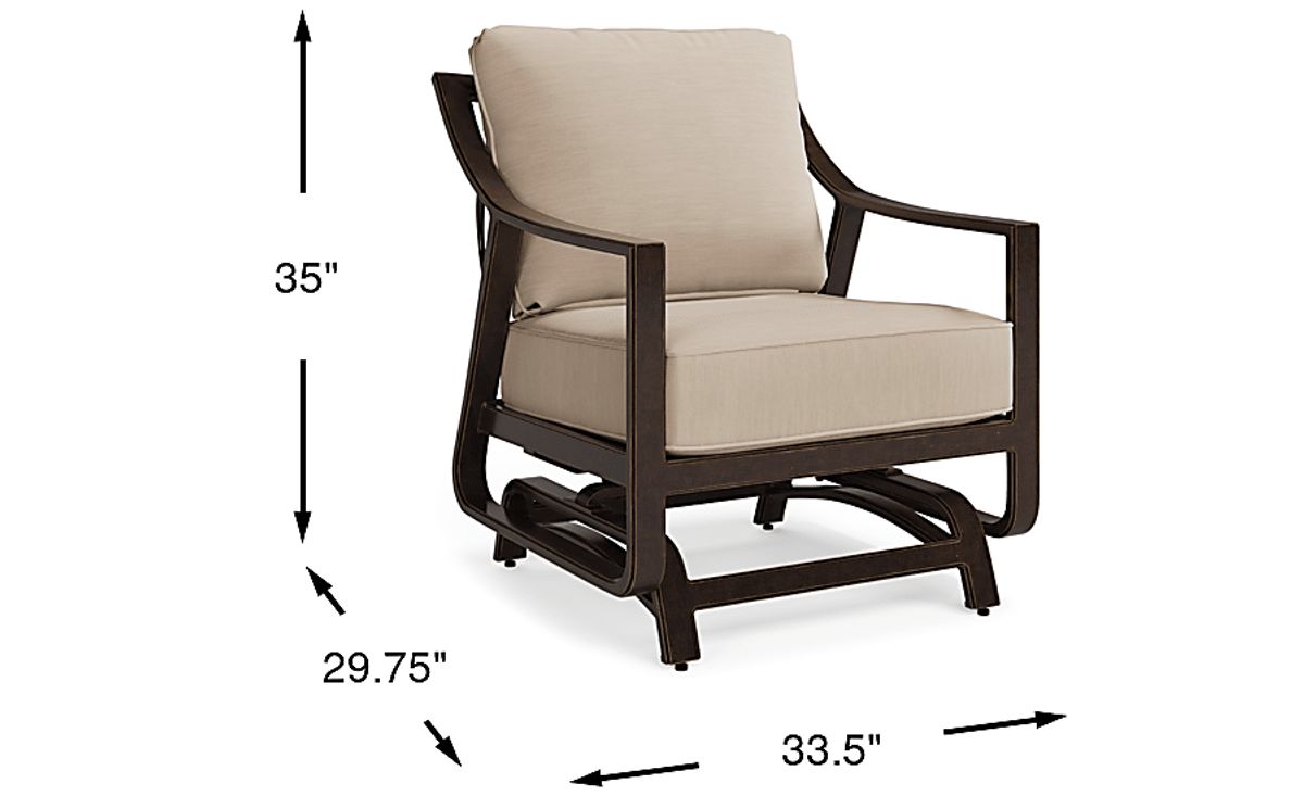 Manchester Hill Bronze Metal Linen Beige Aluminum Outdoor Rocking ...