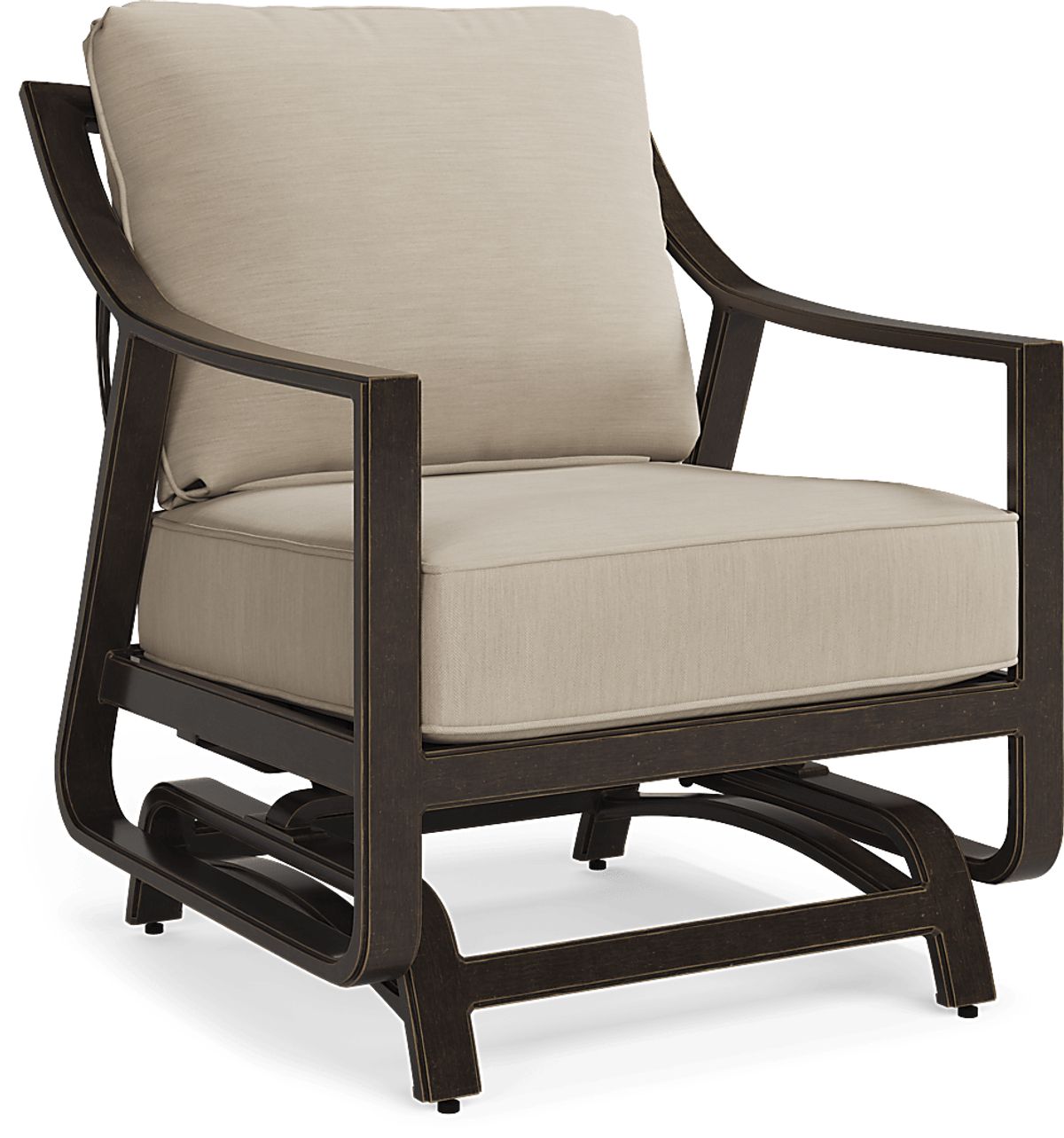 Manchester Hill Bronze Metal Linen Beige Aluminum Outdoor Rocking ...