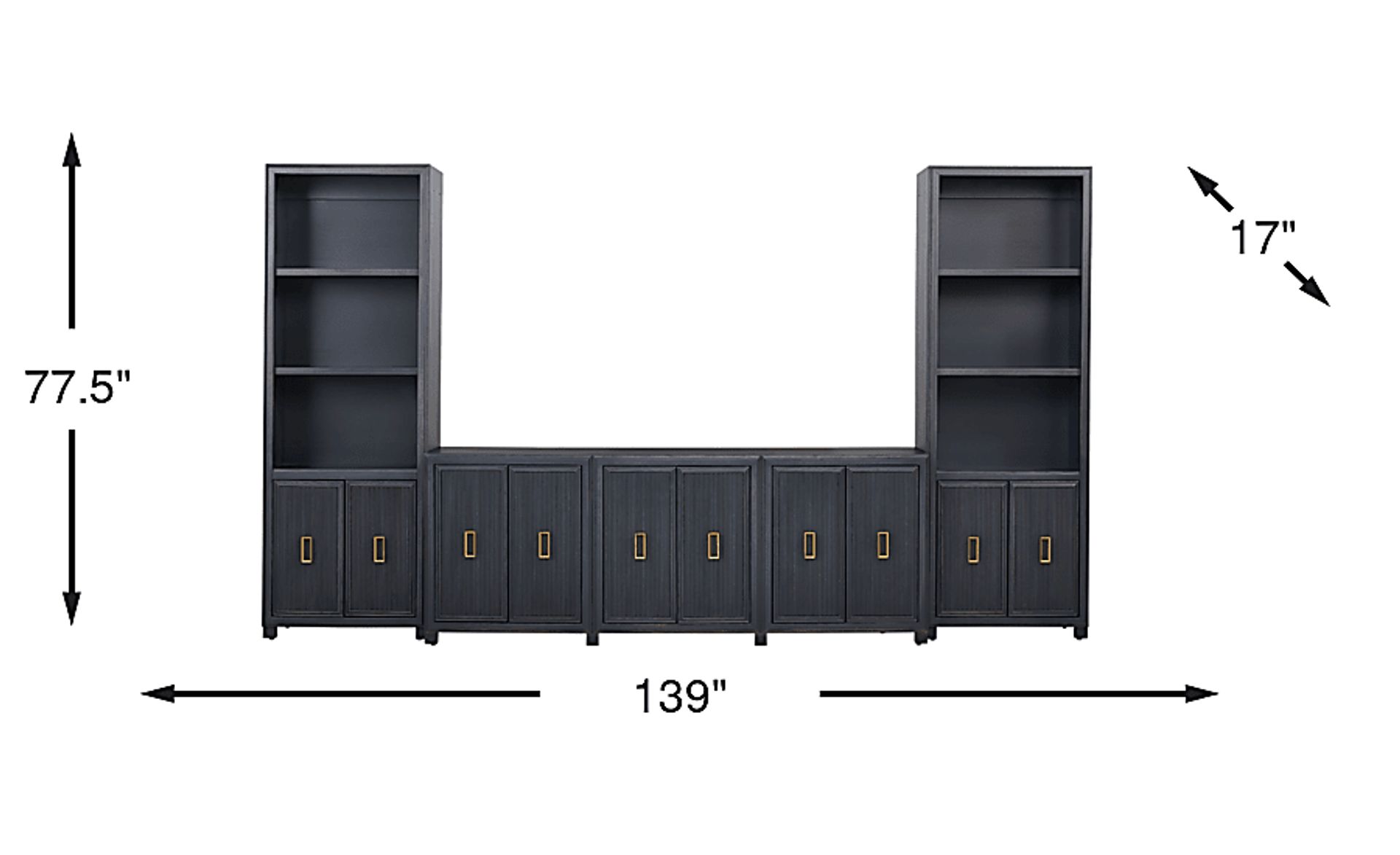 Manor Bridge Blue Colors 3 Pc Wall Unit With 83 in. Console | Rooms to Go