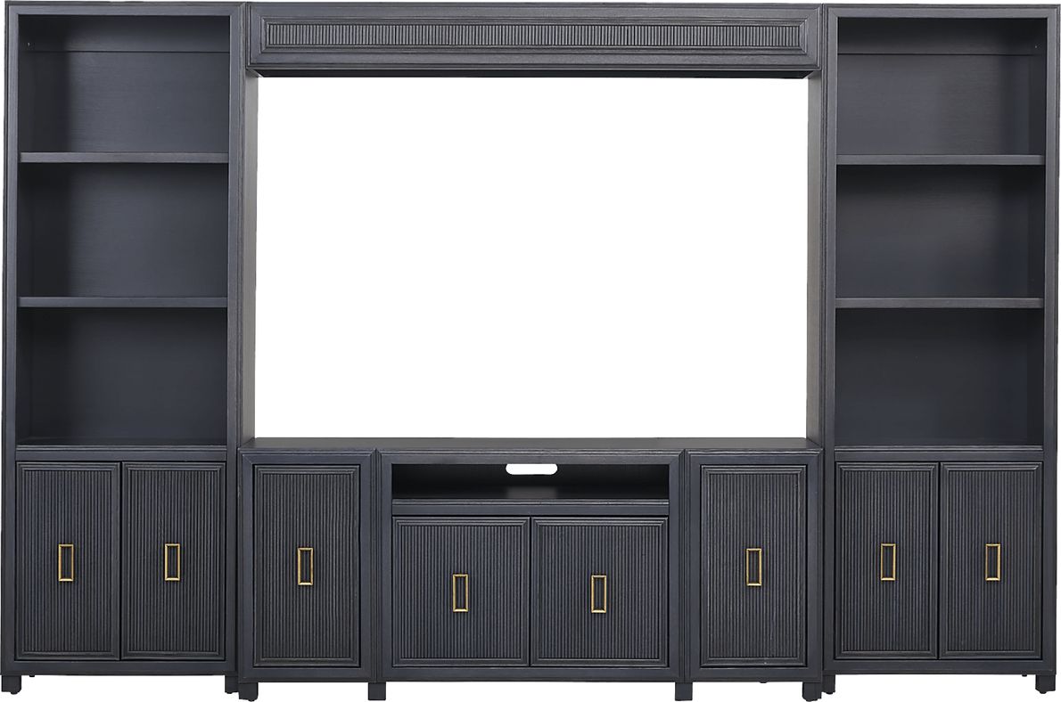 Manor Bridge Blue 4 Pc Wall Unit with 66 in. Console - Rooms To Go