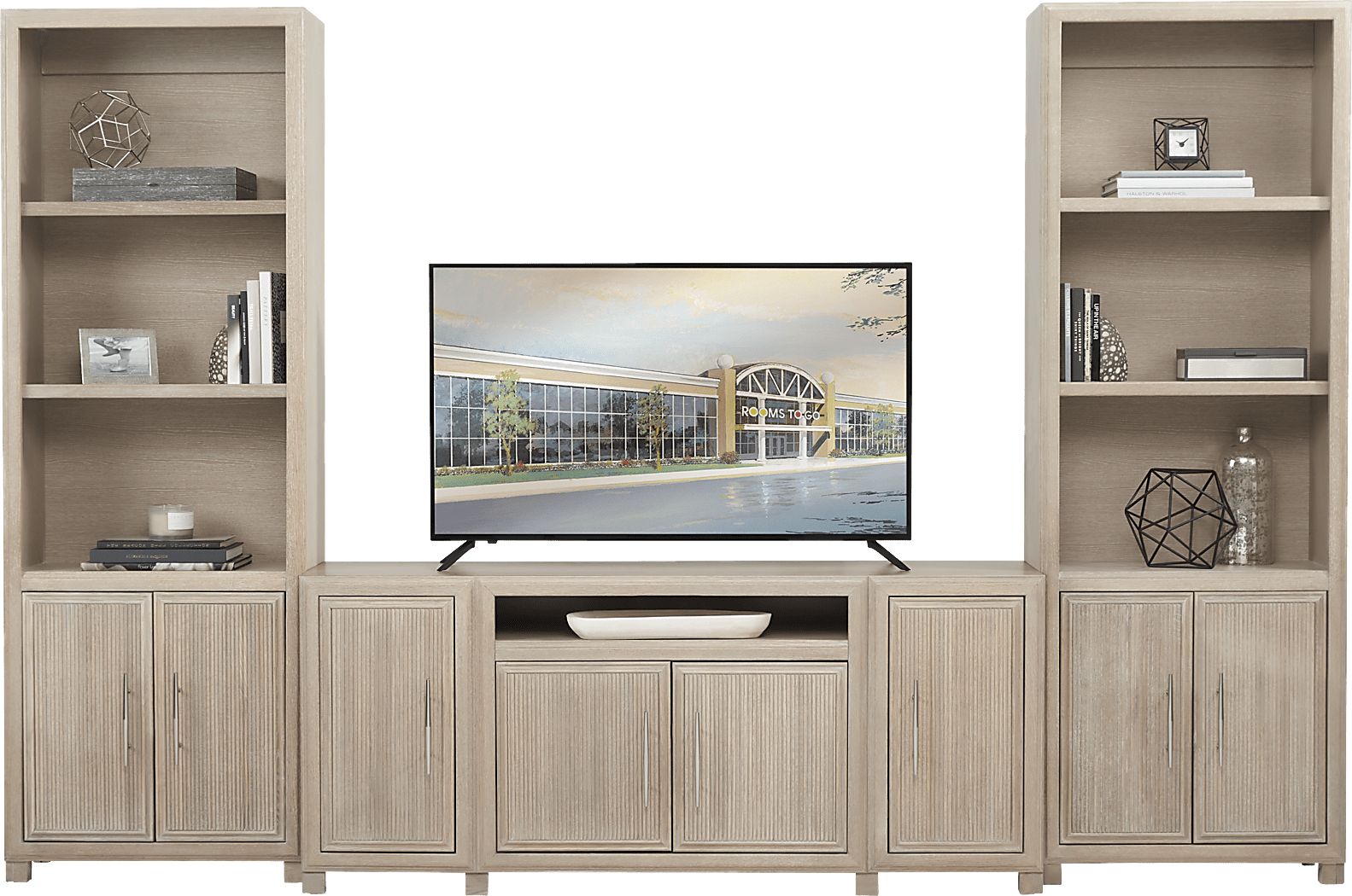 Manor Bridge Taupe Colors,Light Wood 3 Pc Wall Unit With Console ...